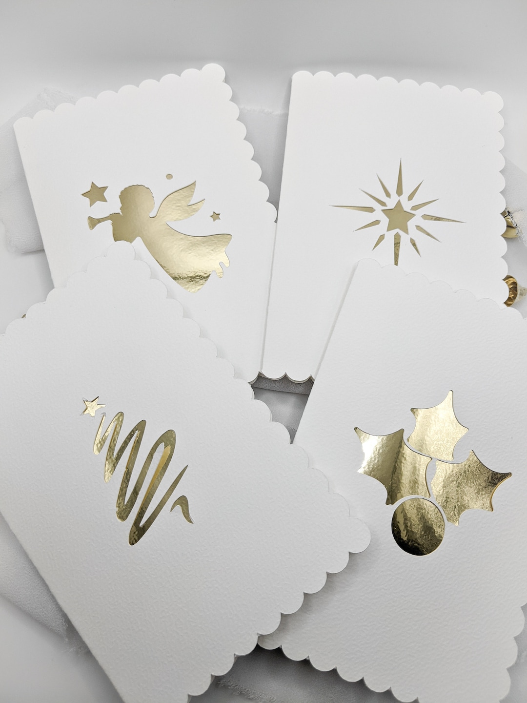 4-pack, Christmas Cards, 4x6, Gold Christmas Cards, Christmas Foil ...