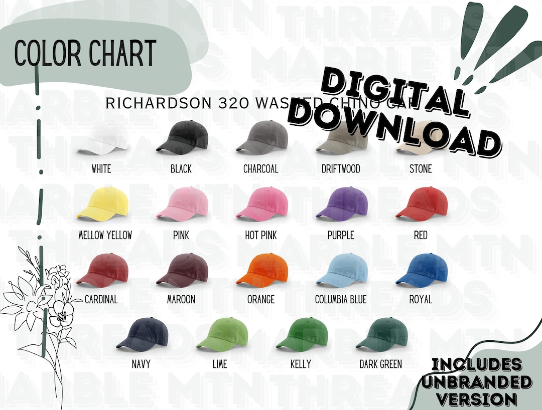 Richardson 320 Washed Chino Cap Color Guide - Richardson 320 Dad Cap ...