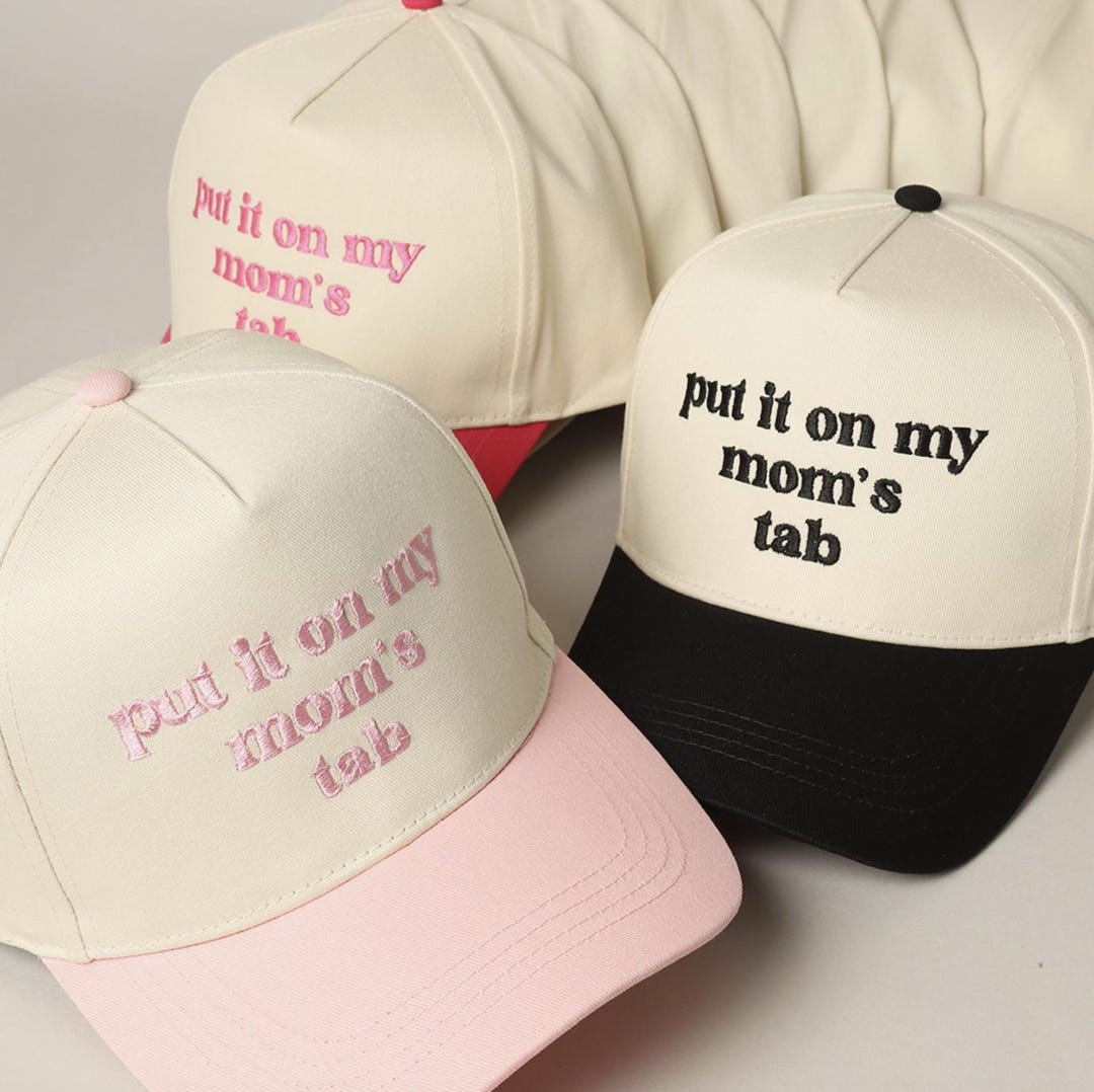 Put It on My Mom's Tab Embroidery Canvas Hat, Put It on My Mom's Tab ...