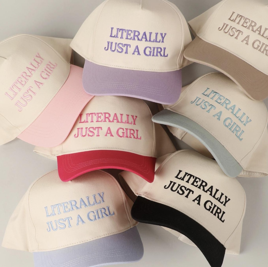 Literally Just A Girl Embroidery Two Tone Trucker Hat, Literally Just A ...