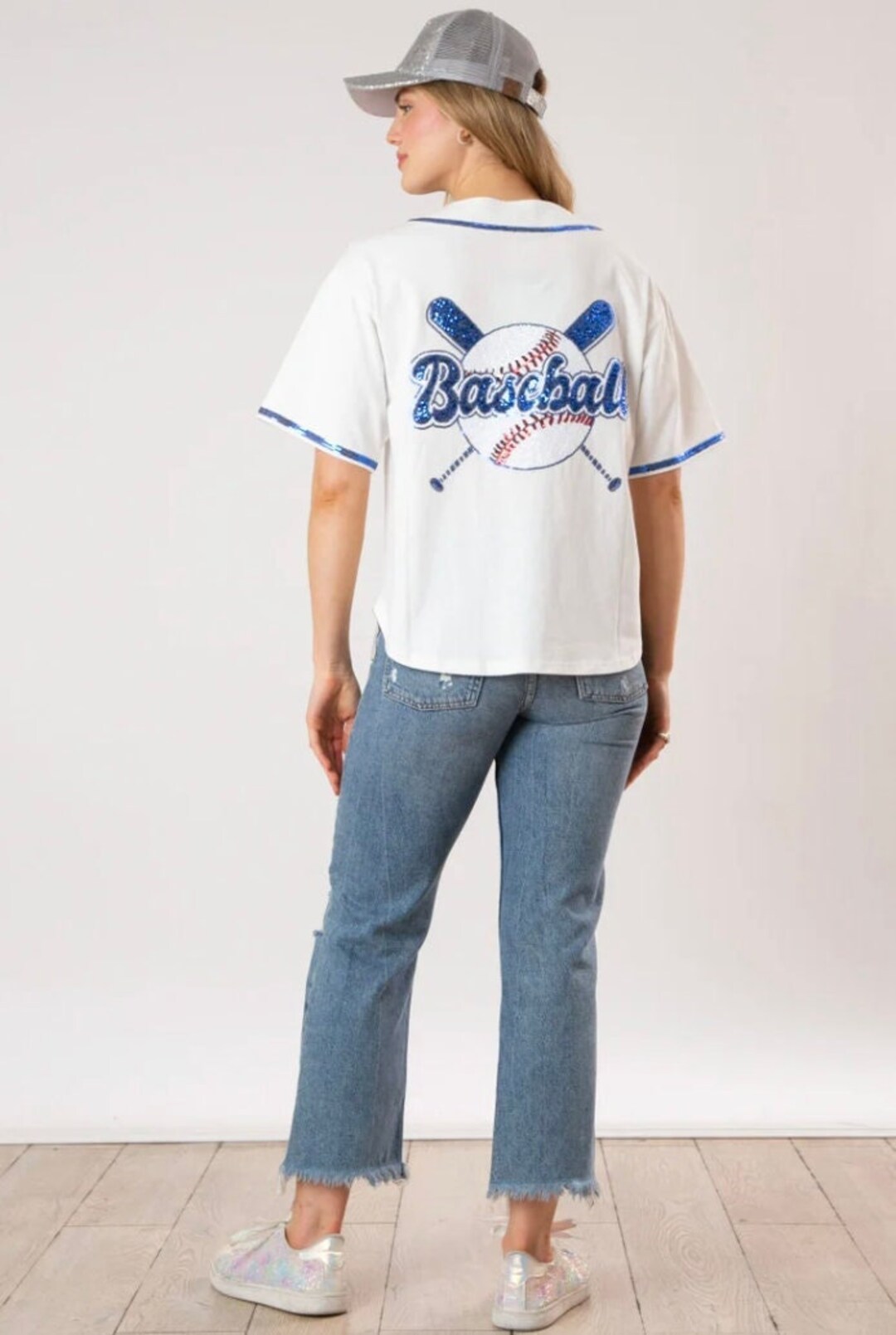 Baseball Sequin Jersey Top WHITE, Baseball Top, Game Day Top, Baseball ...