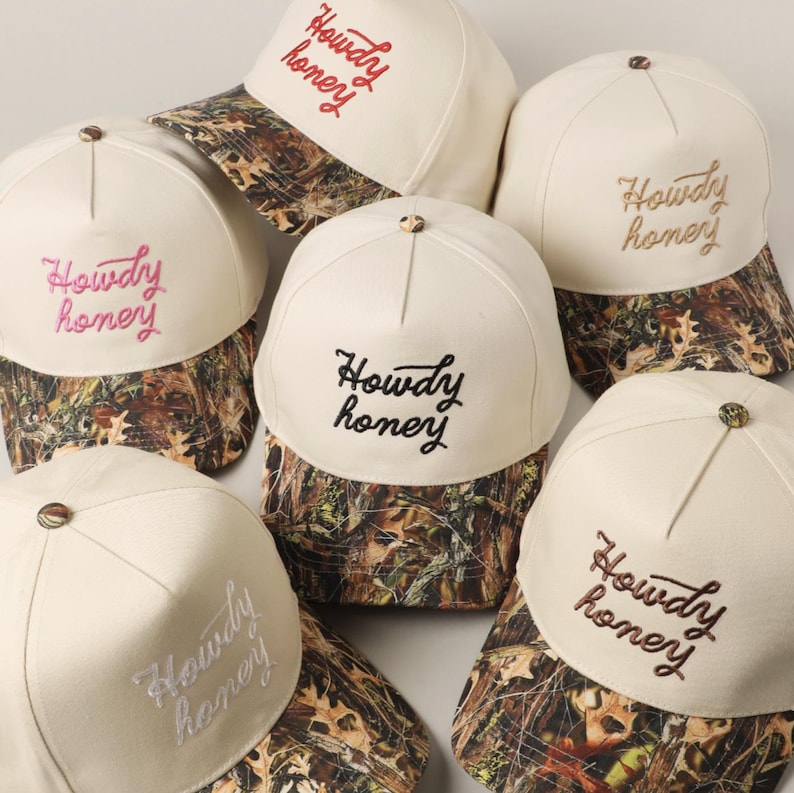 Howdy Honey Hat, Howdy Honey Embroidery Camo Two-tone Trucker Hat, Camo ...
