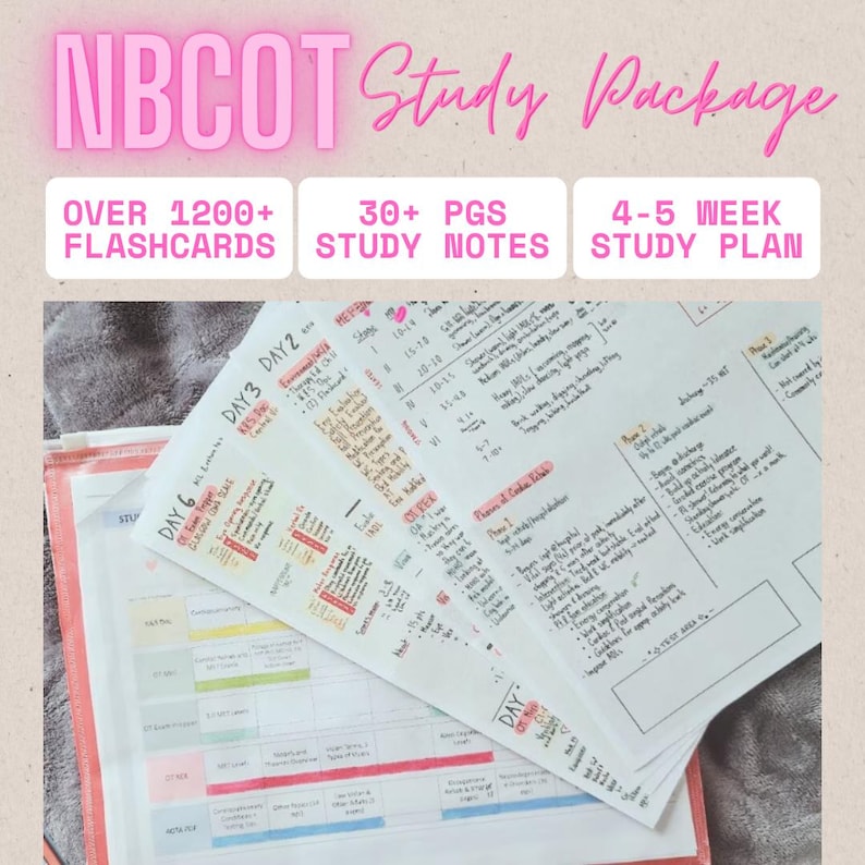 NBCOT Exam - Study Package (notes, Planner, Flashcards) OT Edition - Etsy