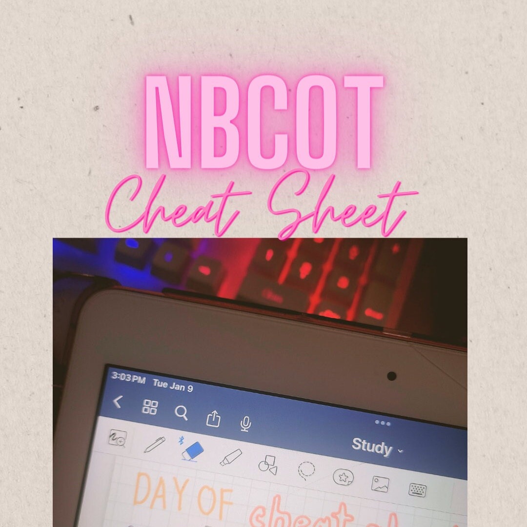 NBCOT Exam - Cheat Sheet - Etsy