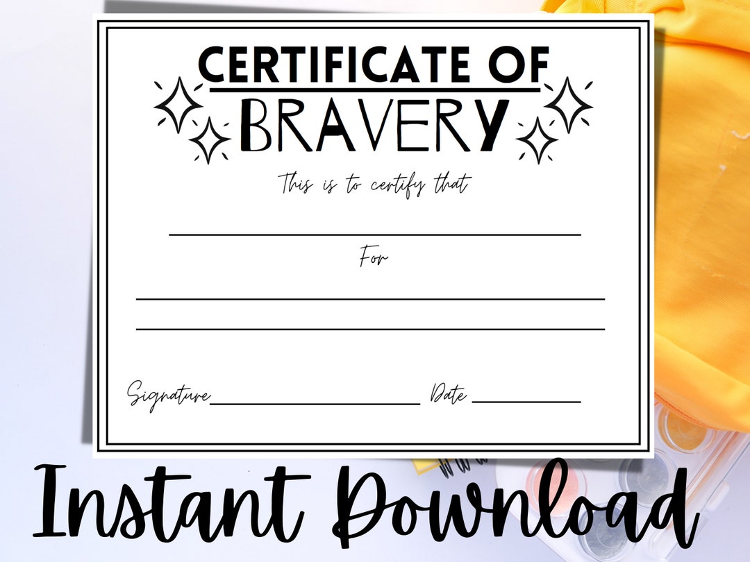 Certificate of Bravery for Children - Etsy