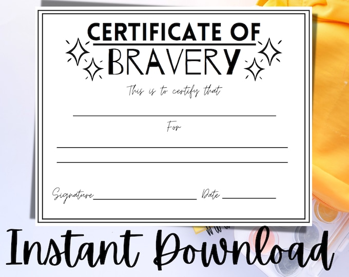 Certificate of Bravery for Children - Etsy
