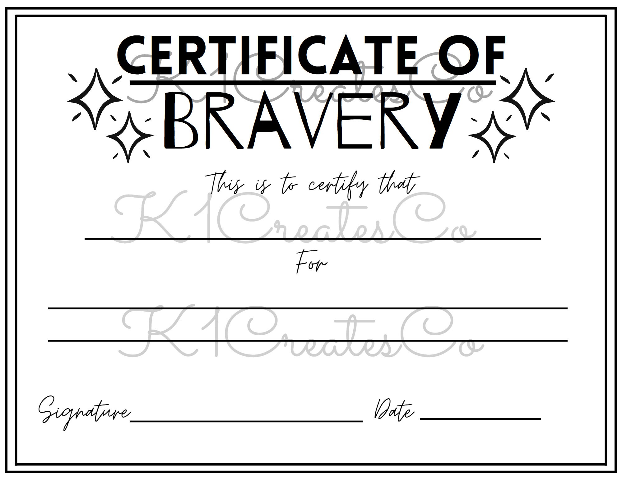 Certificate of Bravery for Children - Etsy
