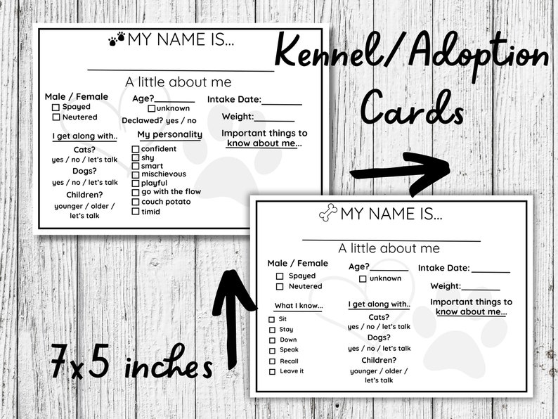 Kennel Cards for Shelter Dogs/cats - Etsy