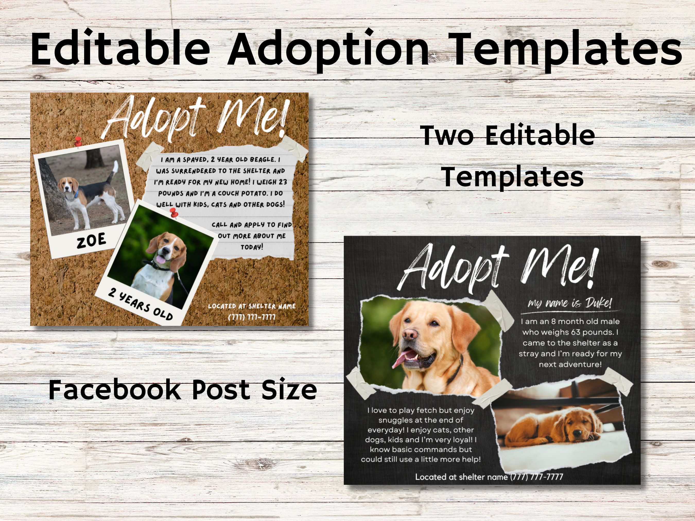 Dog Adoption Templates, Dog Promotion, Rescue Dog Templates - Etsy