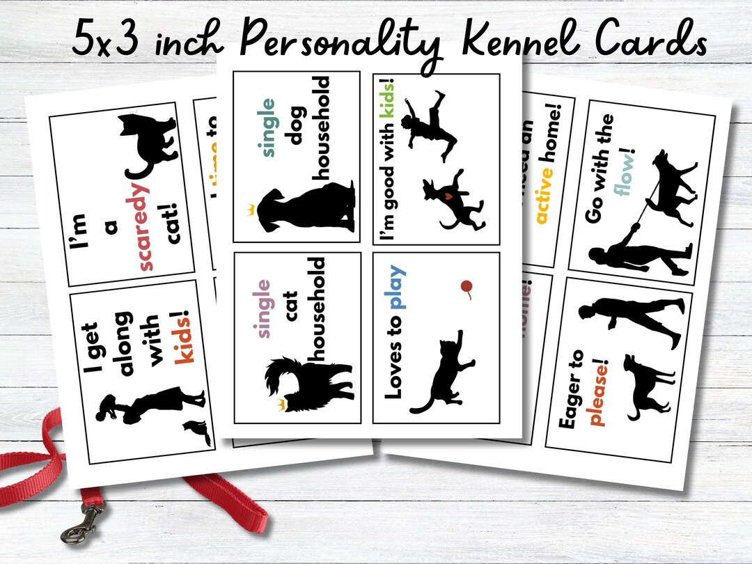 Kennel Personality Cards for Cats and Dogs - Etsy