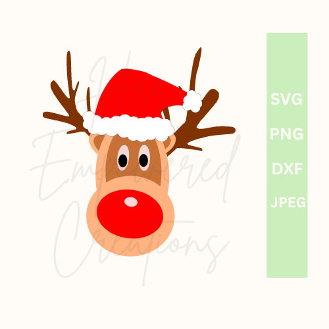 Reindeer With Santa Hat SVG, Christmas Cut File, Reindeer SVG - Etsy