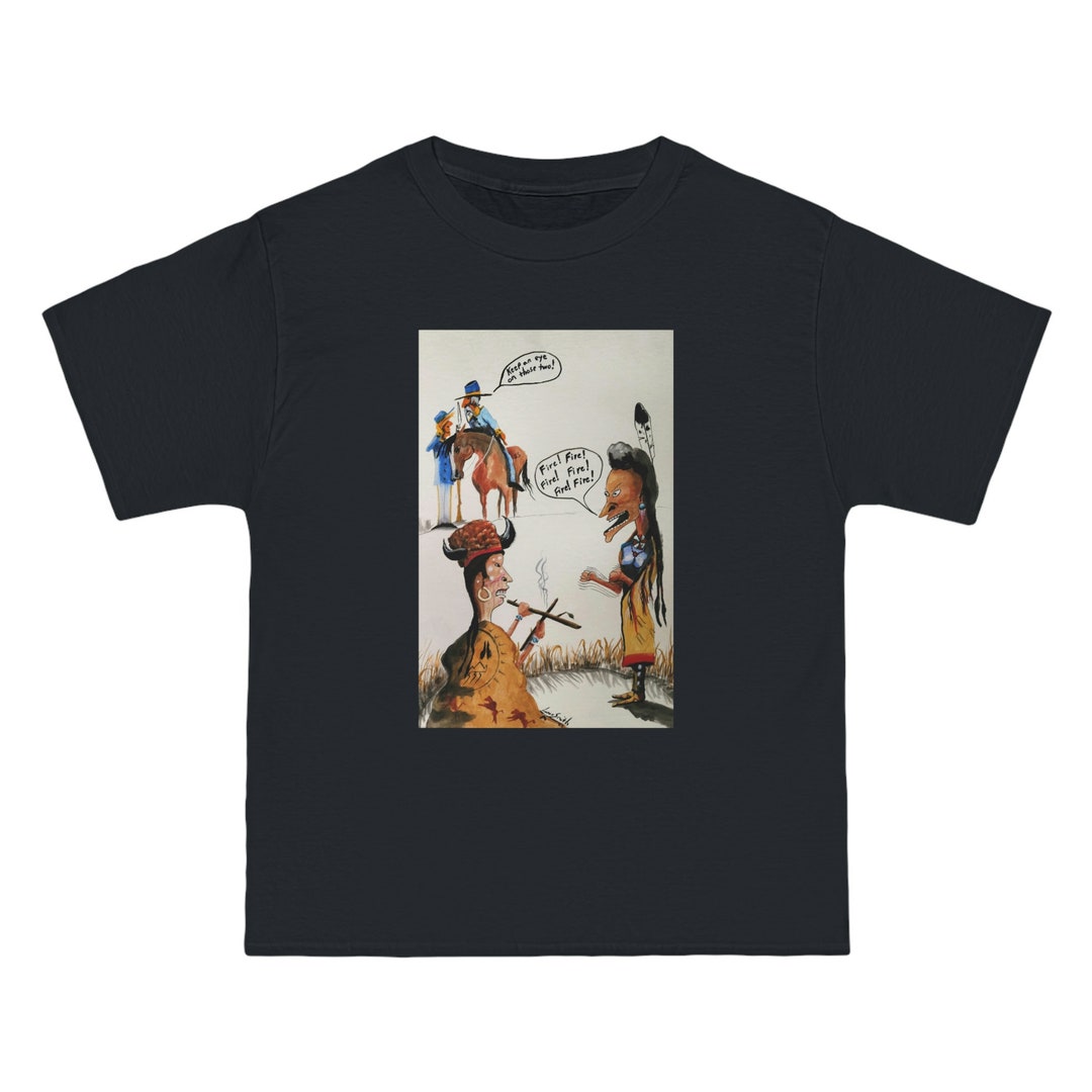 Copy of Beaver and Buffalo Head Print of Beefy-t® Short-sleeve T-shirt ...