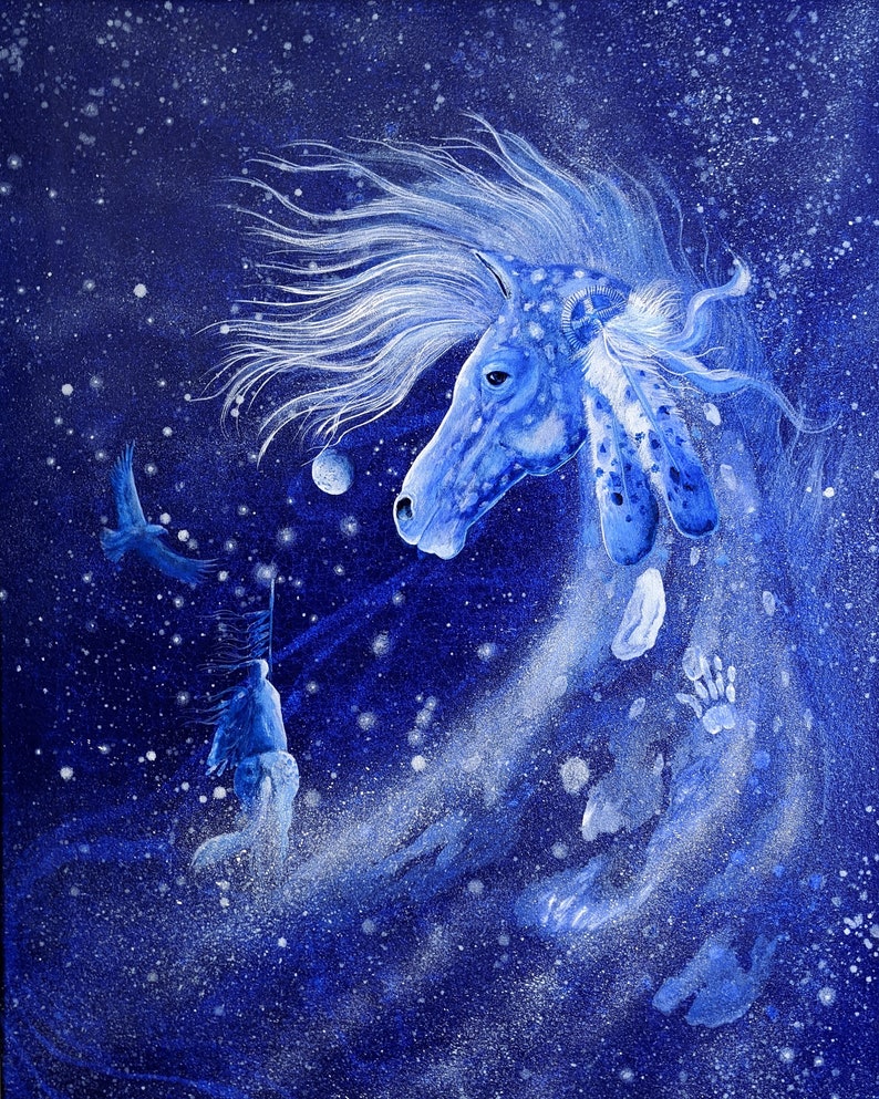 Blue Spirit Horse - Etsy