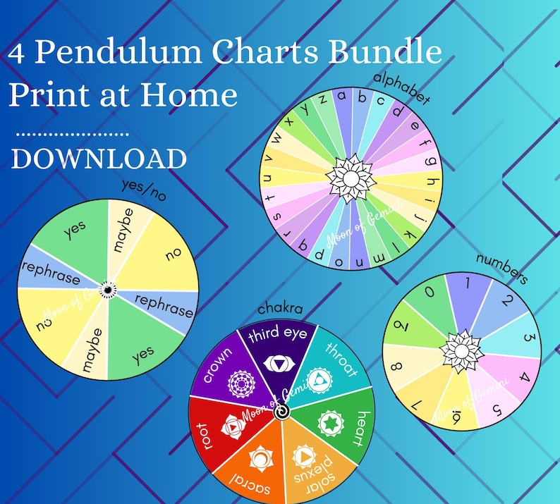 4 Pendulum Chart Bundle Digital Download Print at Home Divination - Etsy