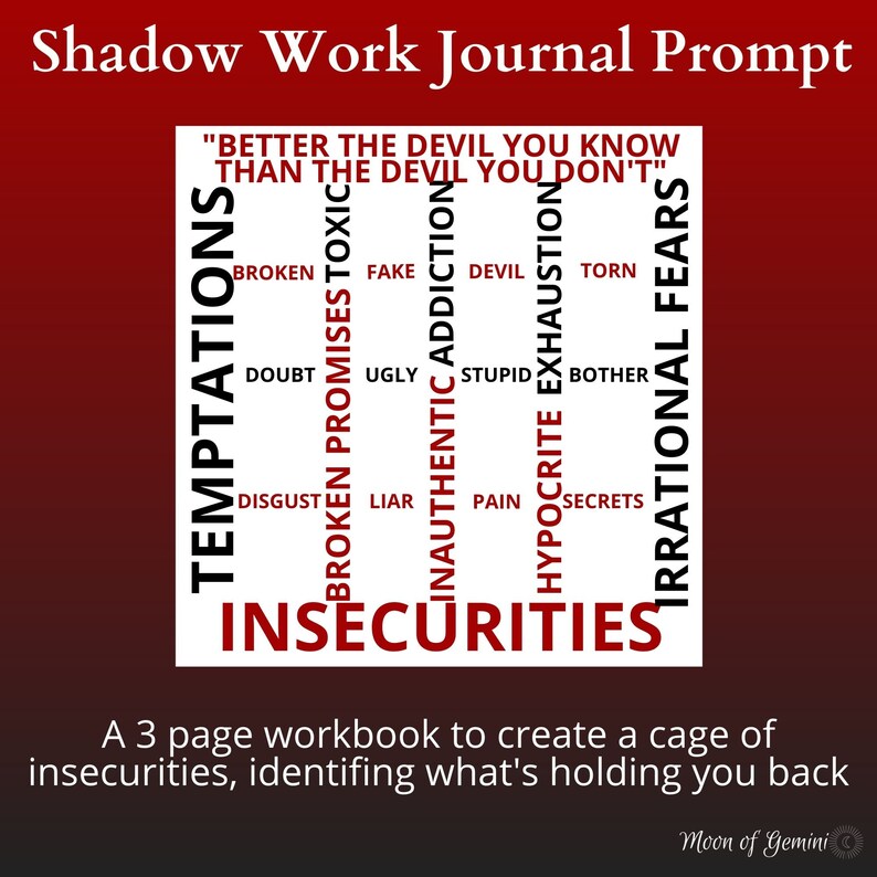 Shadow Work - Caged by Insecurities Journal Prompt - Devil Tarot Card ...
