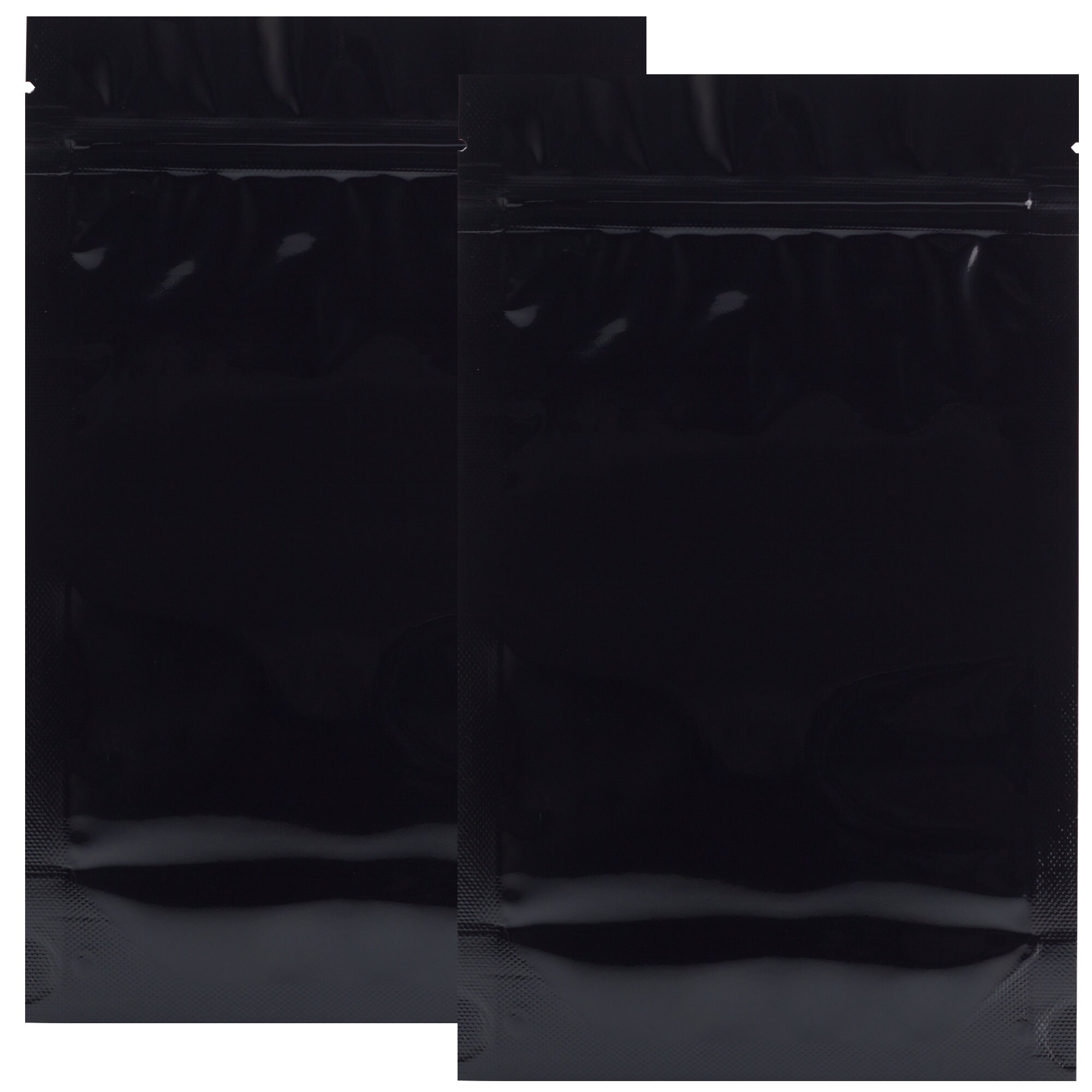 50 Pack Gloss Black / Black Barrier Bags Smell Proof Zipper Resealable ...