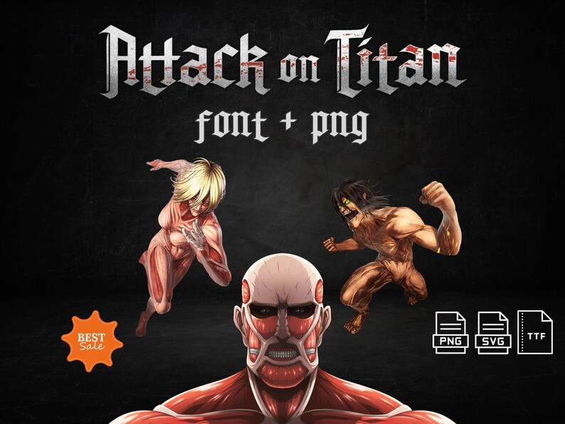 Attack on Titan Font TTF, SVG, Png Anime-inspired Letters, AOT Font for ...
