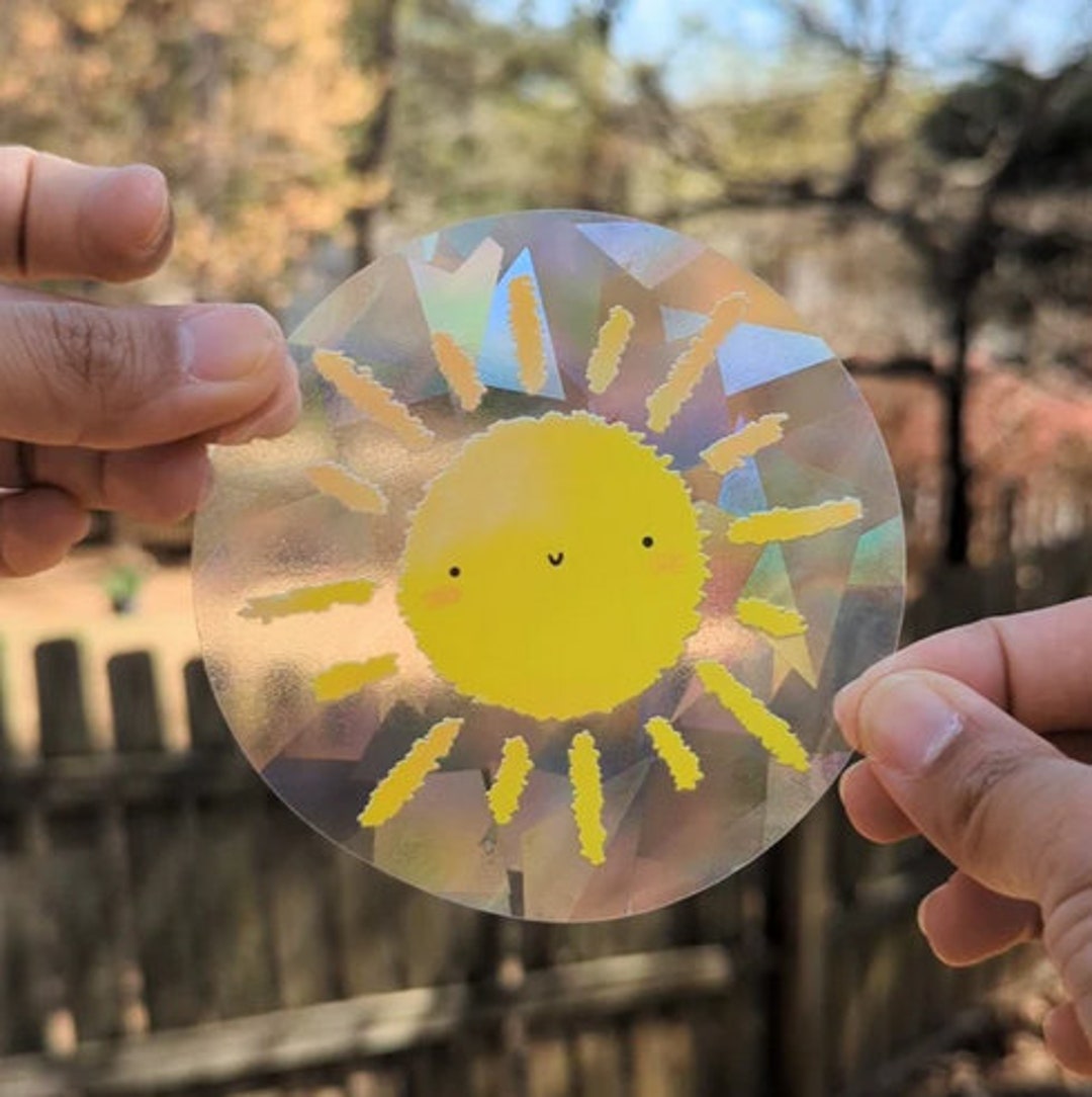 Smiling Sun Suncatcher Decal - Suncatcher - Rainbow - Sticker - Etsy