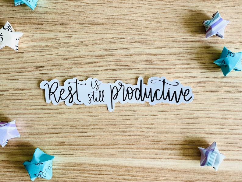 Rest is productive die-cut vinyl sticker water resistant | Etsy