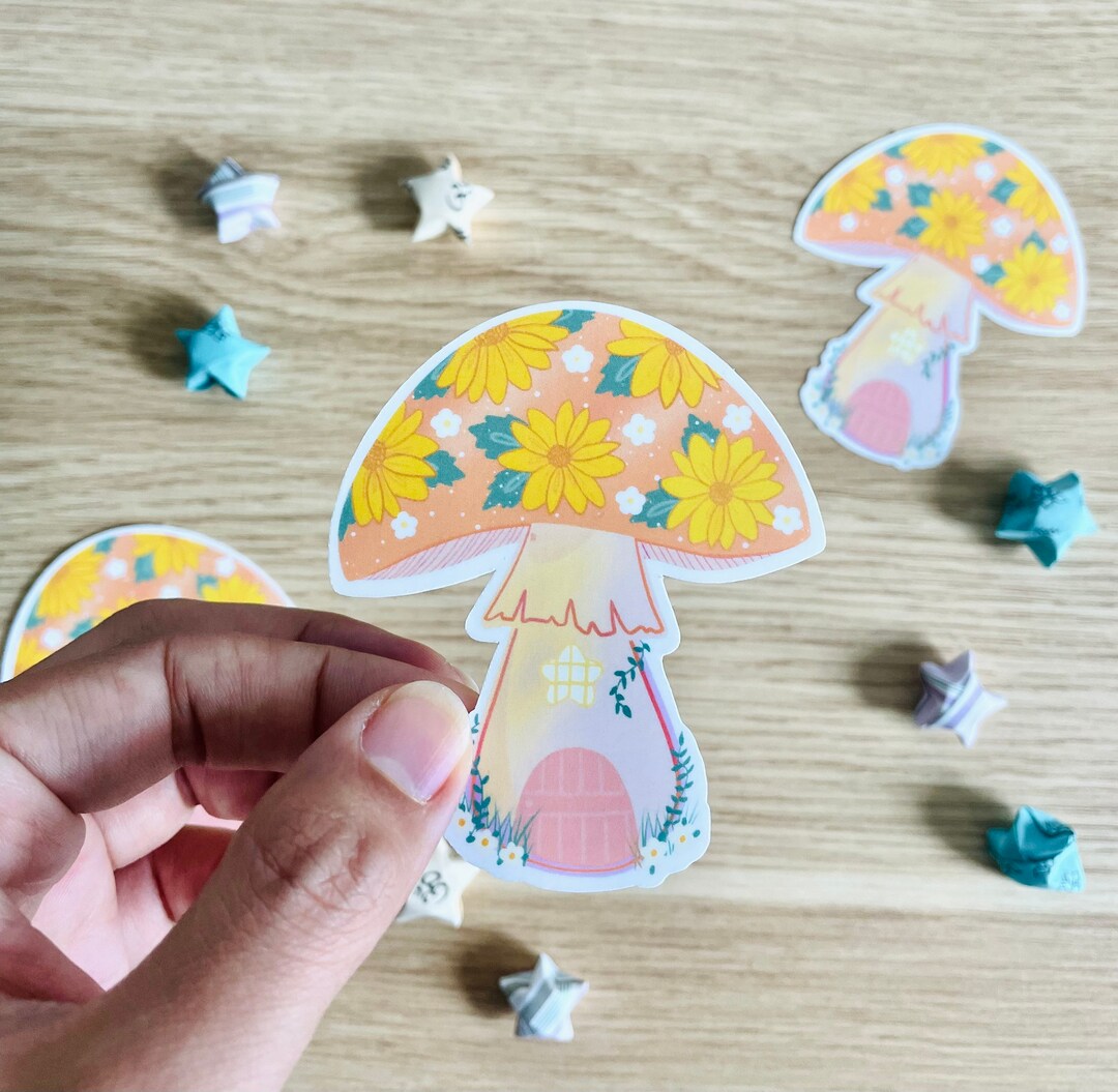 Sunflower Gnome House Die-cut Vinyl Sticker Water Resistant Sunflower ...