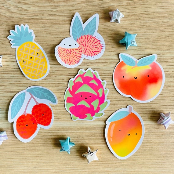 Papercraft Funny Smiling Peach Vinyl Sticker Paper, Party & Kids ...