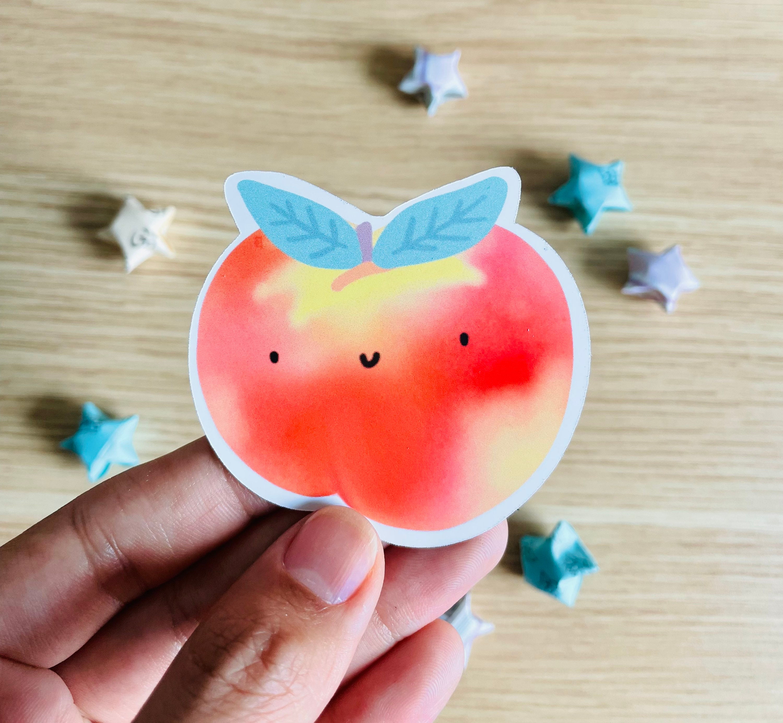 Papercraft Funny Smiling Peach Vinyl Sticker Paper, Party & Kids ...