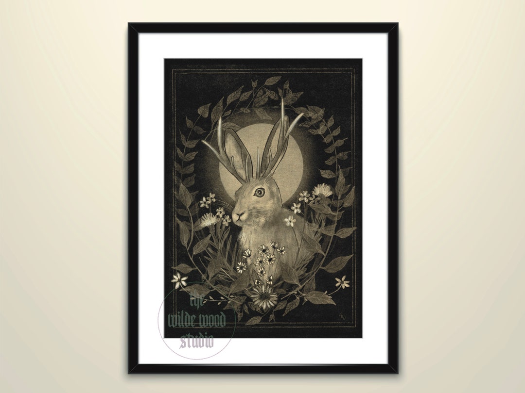Jackalope Art Print - Folklore - Cryptid - Fantasy - Etsy