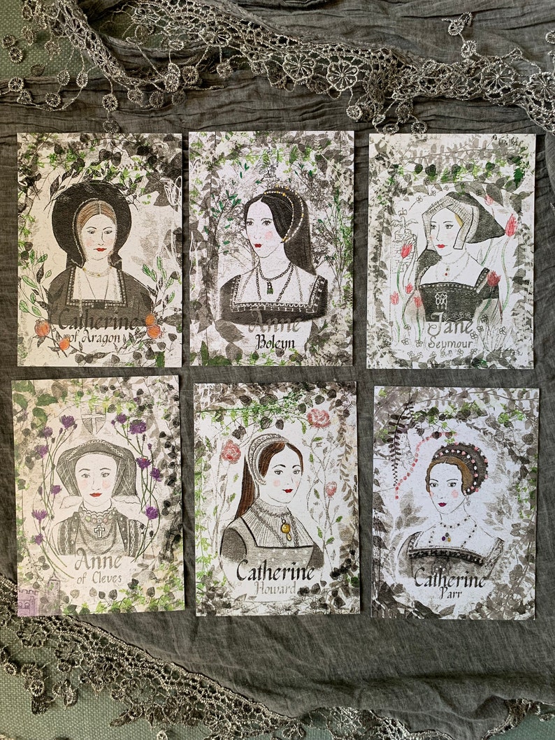 Tudor Wives - A6 Mini Prints - Historical - Hand Drawn - Etsy