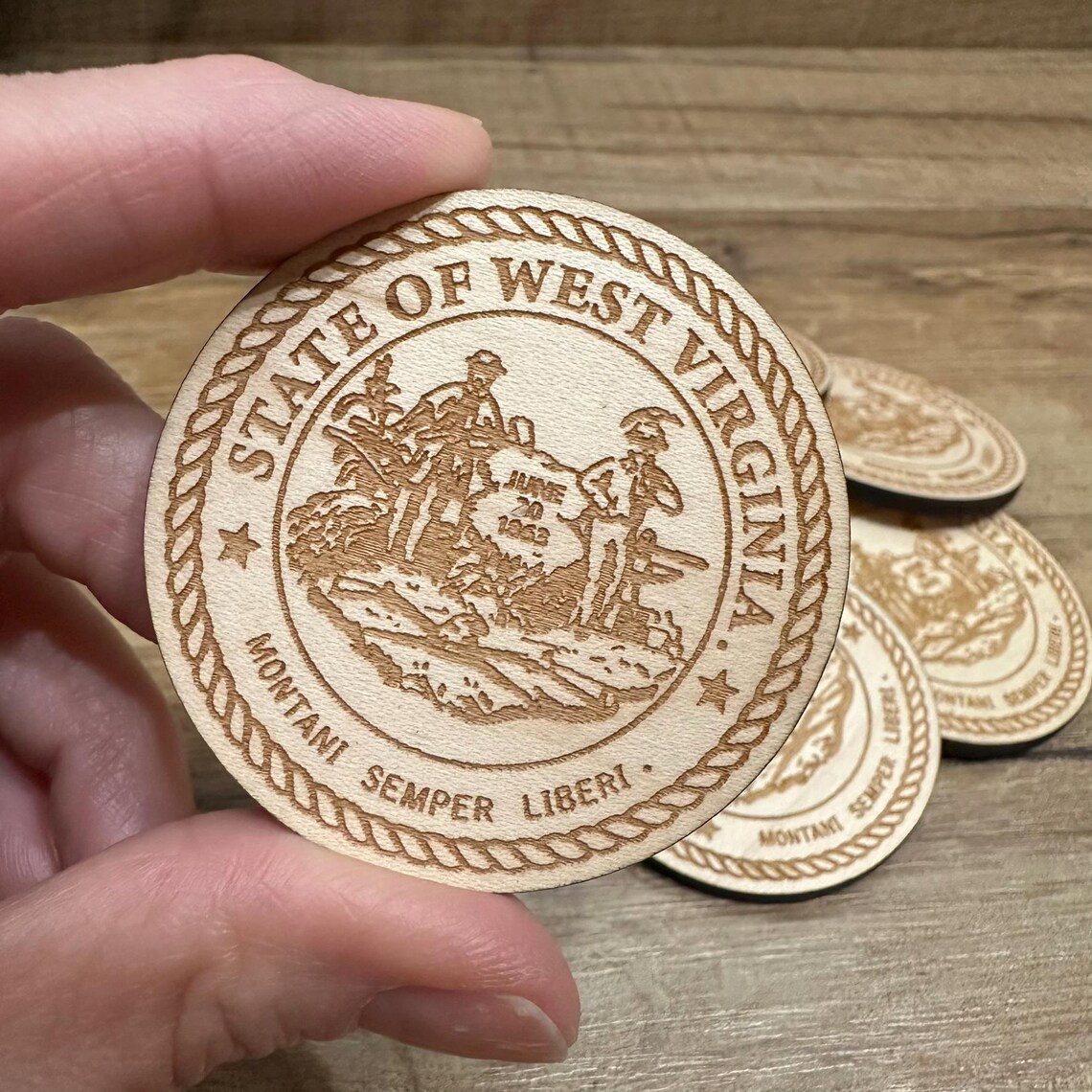 West Virginia State Seal Wooden Token | 2″ Laser‑engraved Keepsake ...