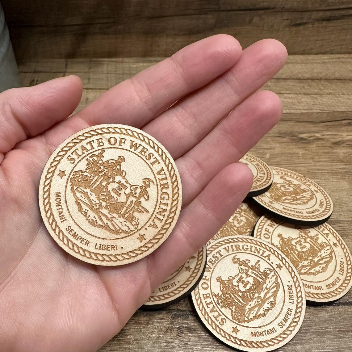 West Virginia State Seal Wooden Token | 2″ Laser‑engraved Keepsake ...