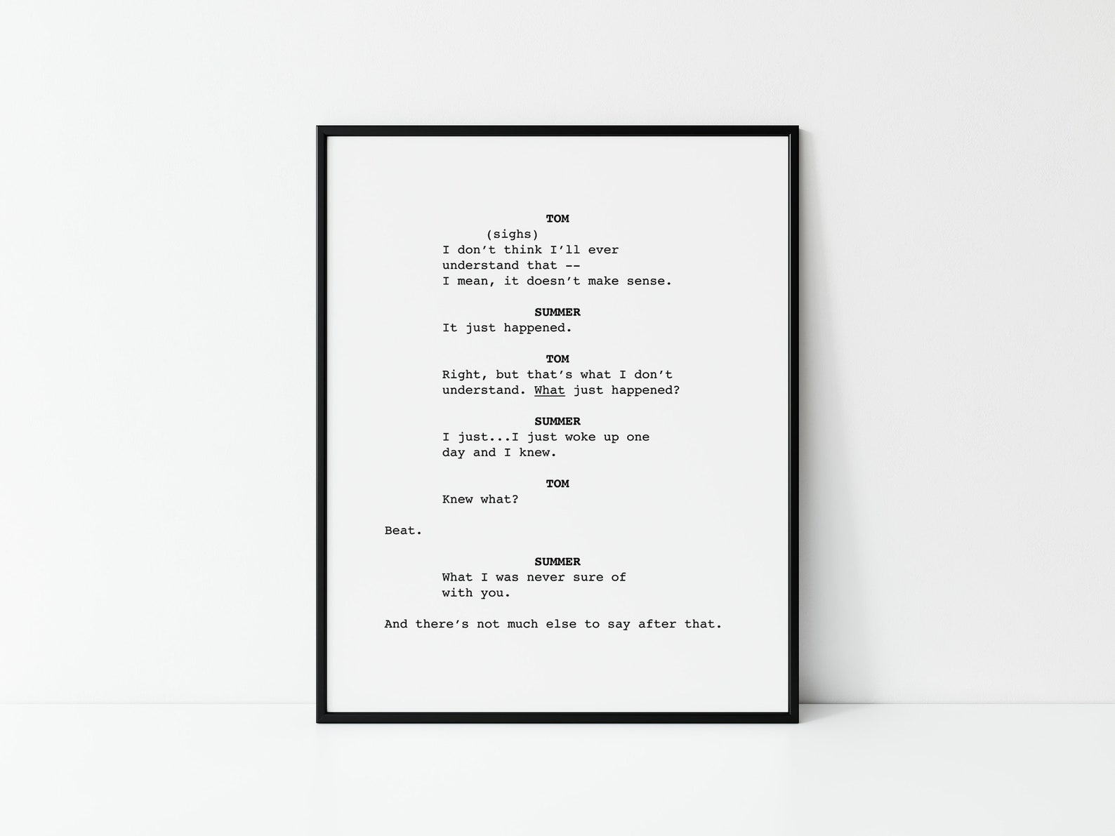 500 Days of Summer Screenplay, Physical Print, Fun Trendy Wall Art ...