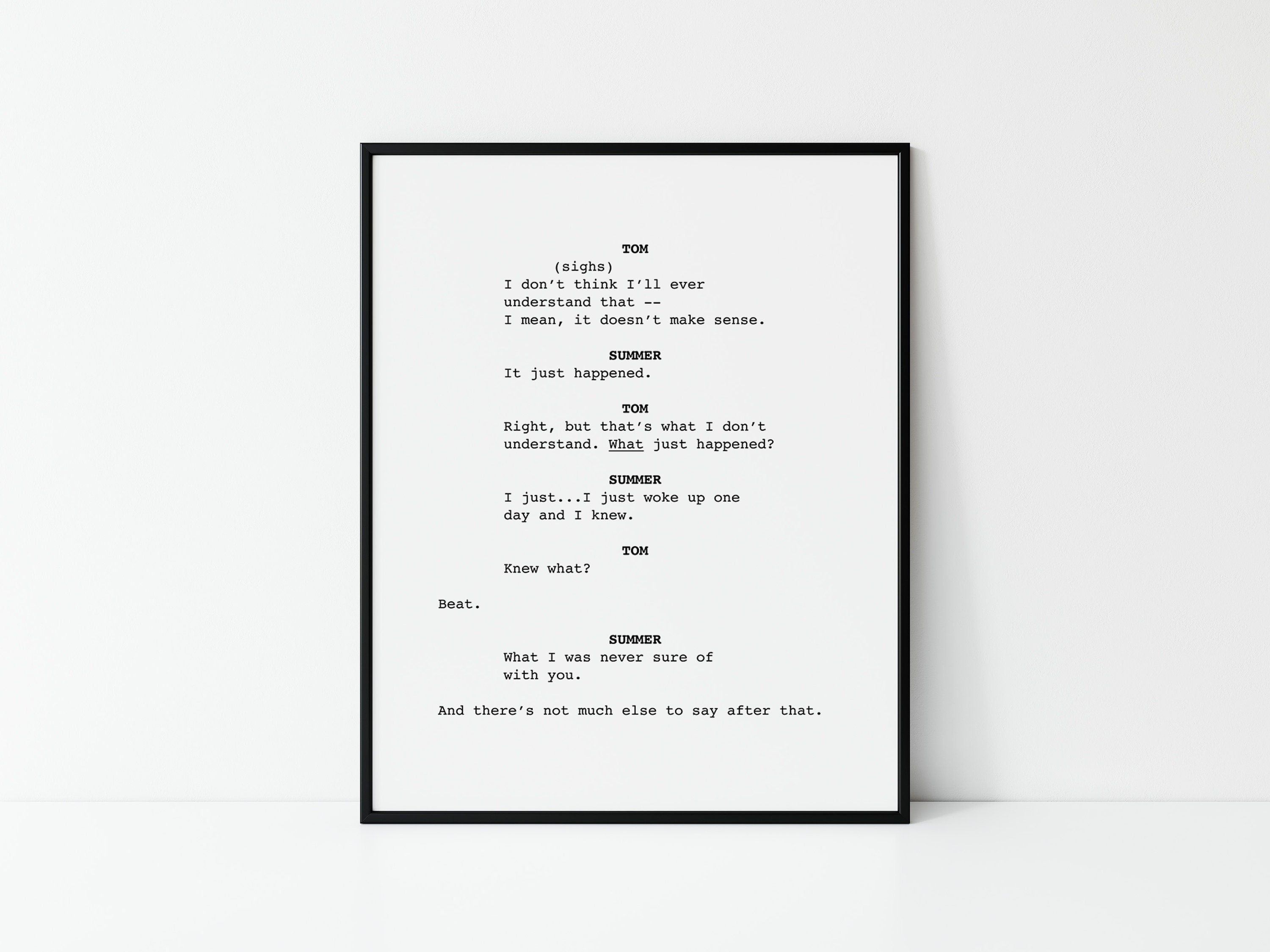 500 Days of Summer Screenplay, Physical Print, Fun Trendy Wall Art ...