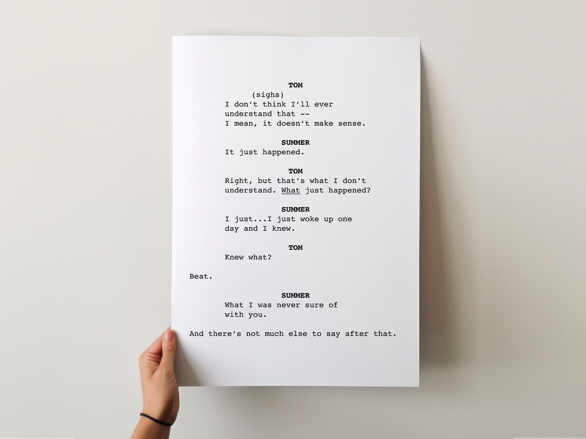 500 Days of Summer Screenplay Printable Poster, Fun Trendy Wall Art ...