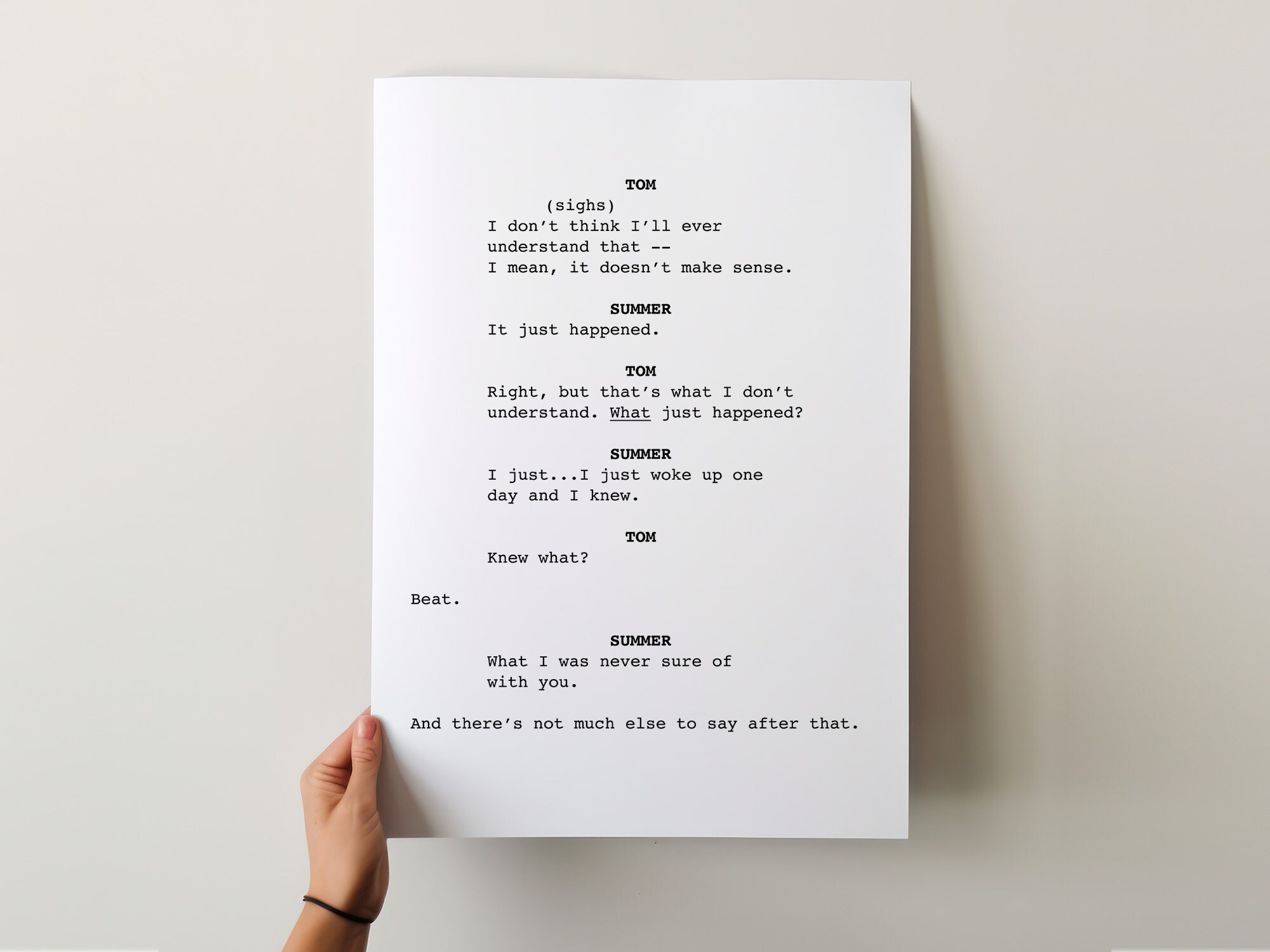 500 Days of Summer Screenplay Printable Poster, Fun Trendy Wall Art ...