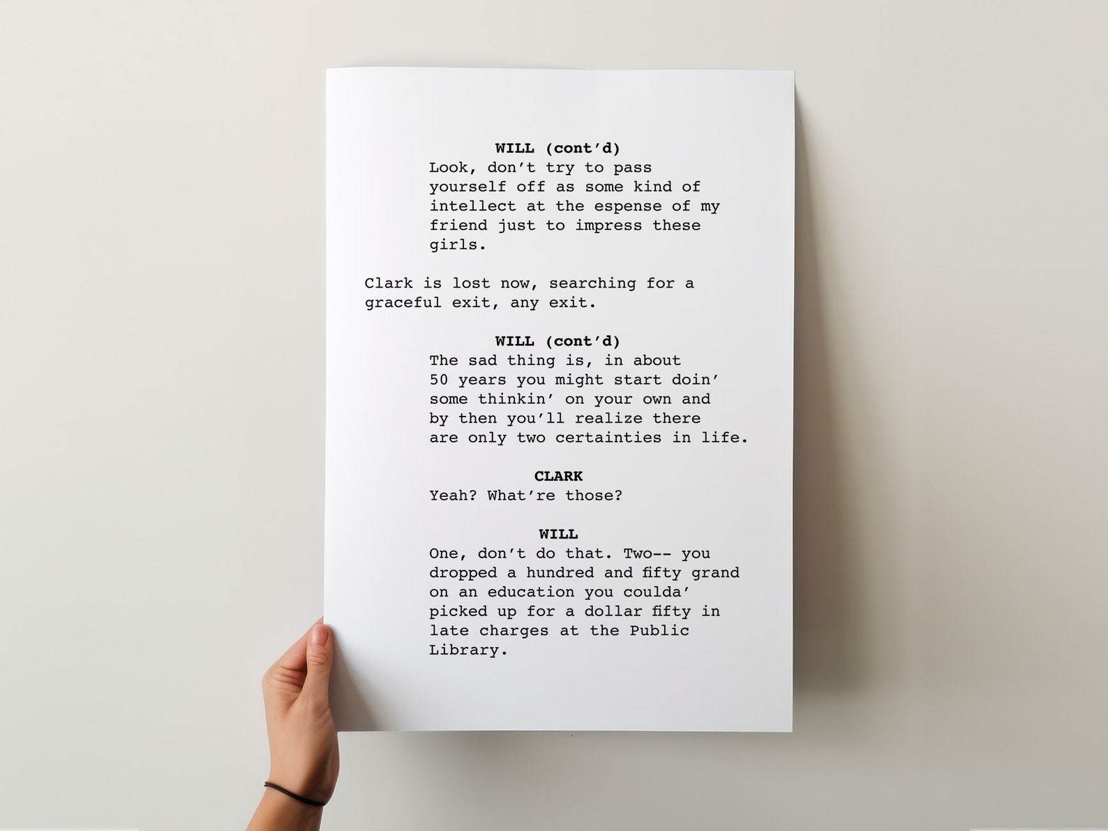 Good Will Hunting Screenplay Printable Art, Trendy Movie Script Digital ...