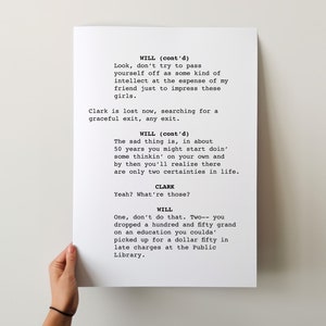 Good Will Hunting Screenplay Printable Art, Trendy Movie Script Digital ...