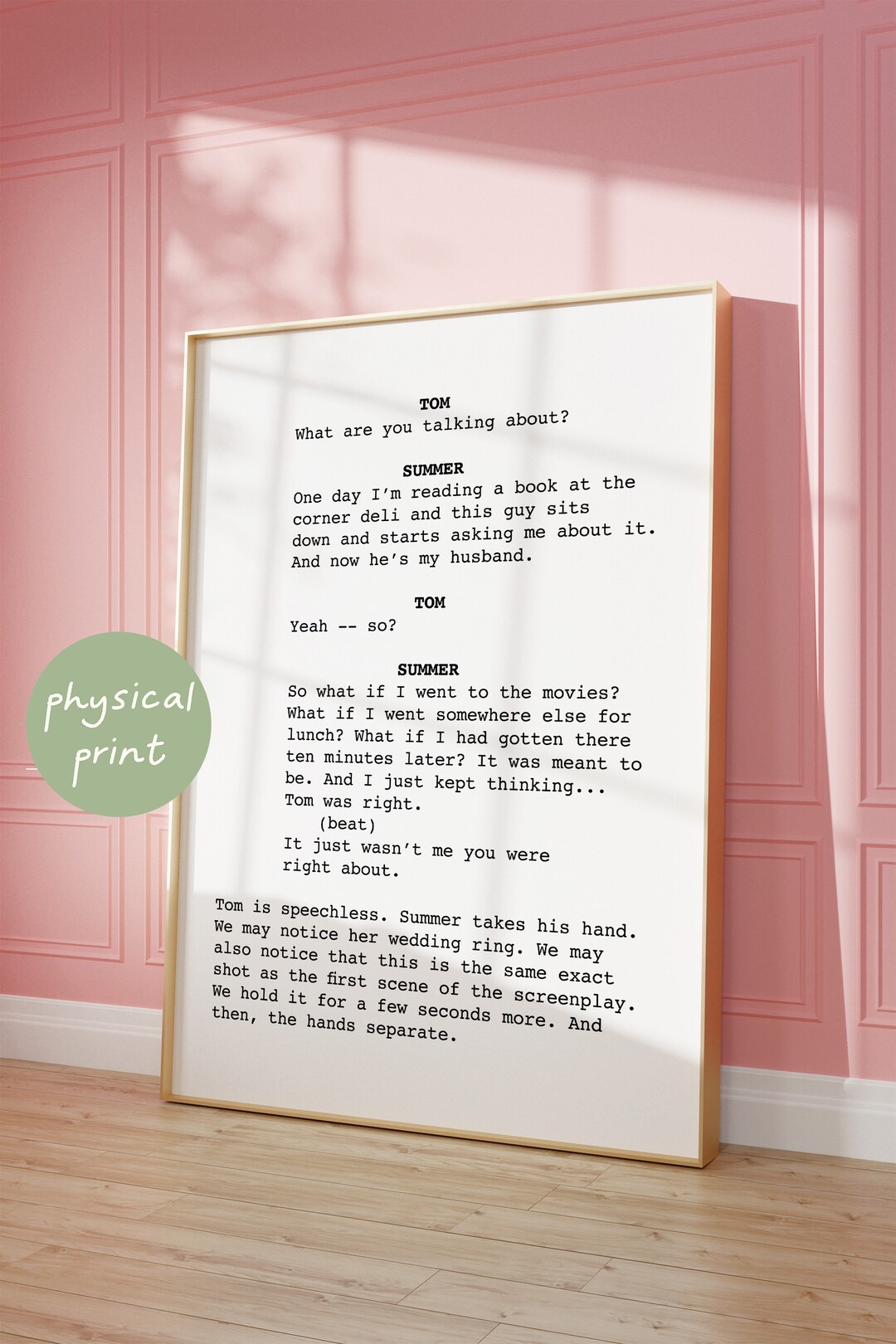 500 Days of Summer Screenplay, Physical Art Print, Fun Trendy Wall Art, Aesthetic Movie Script ...