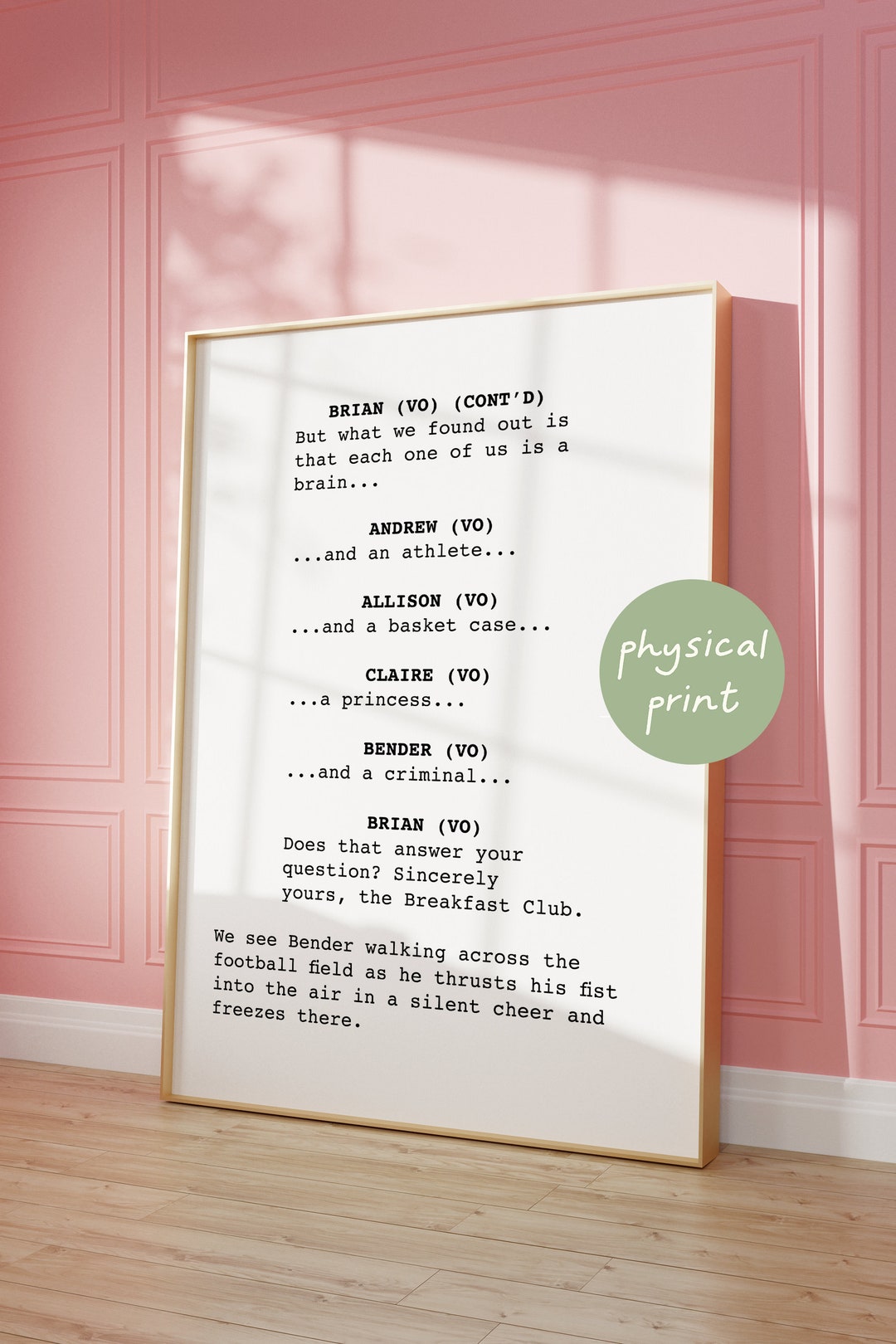 The Breakfast Club Screenplay, Physical Print, Trendy Movie Script ...