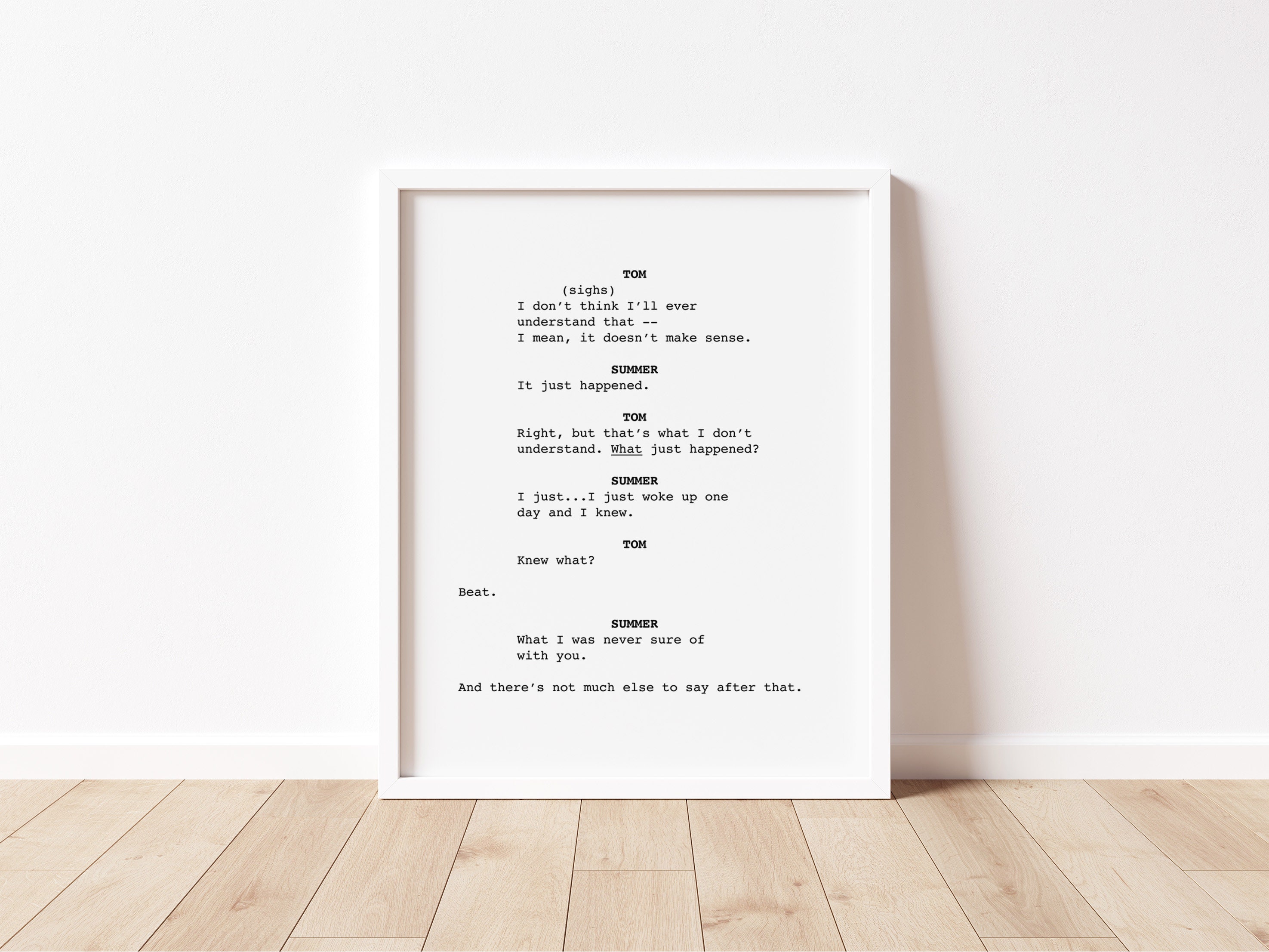 500 Days of Summer Screenplay Printable Poster, Fun Trendy Wall Art ...