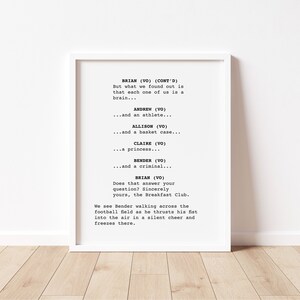 The Breakfast Club Screenplay, Physical Print, Trendy Movie Script ...