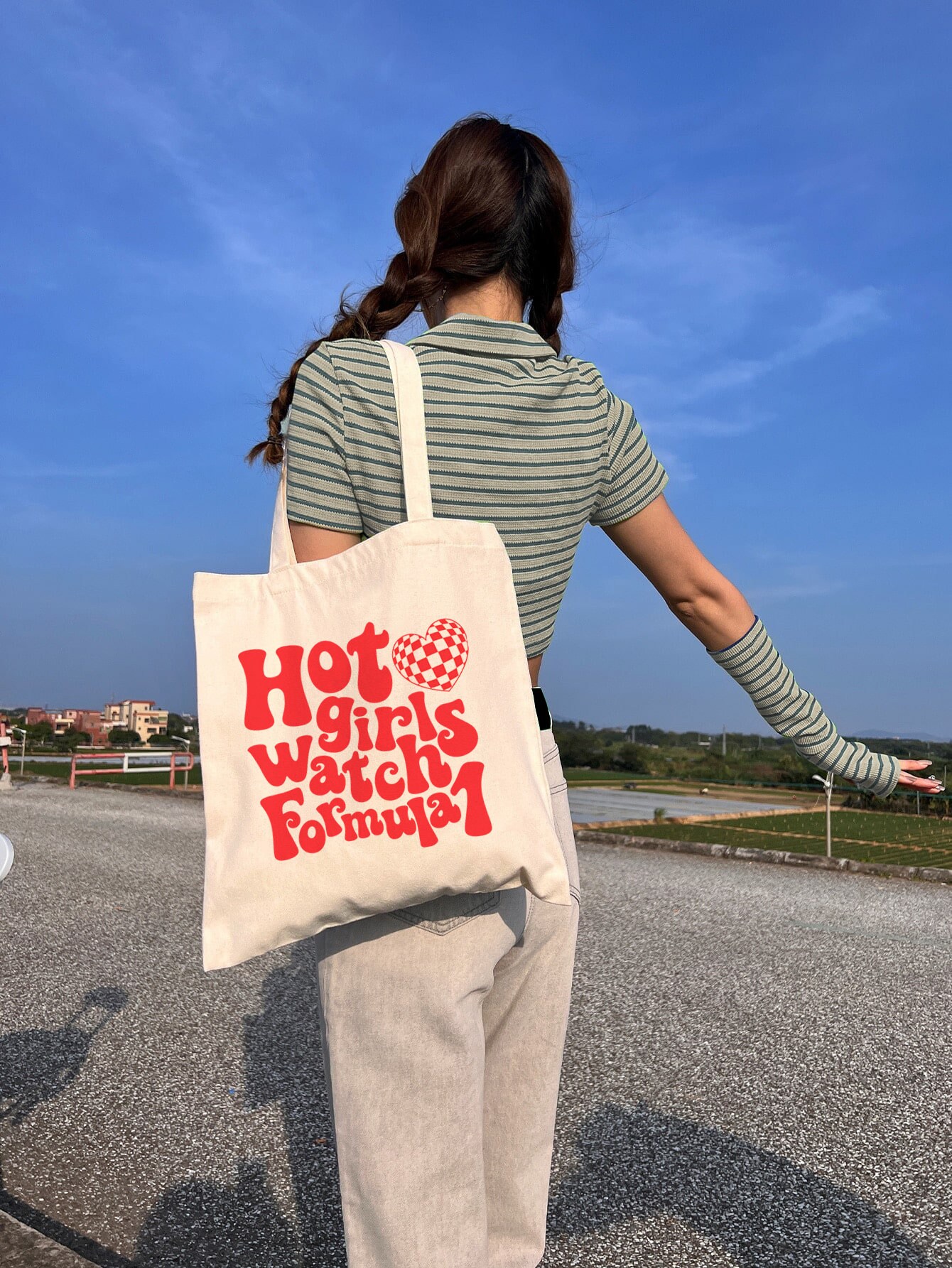 Hot Girls Watch Formula 1 Canvas Tote, Red F1 Race Day Shoulder Bag ...