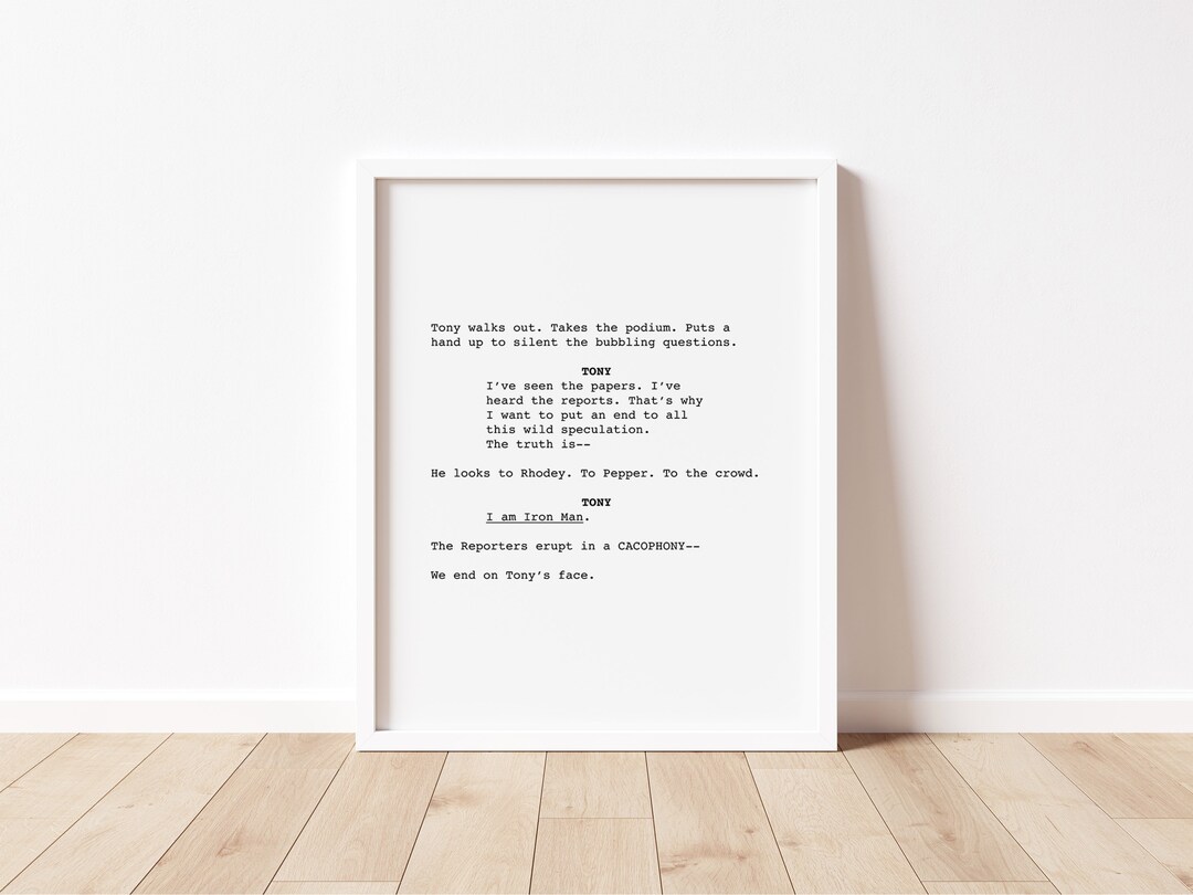Iron Man Screenplay Ending Scene i Am Iron Man Marvel Art Wall Art Tony ...