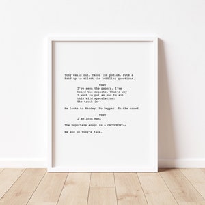 Iron Man Screenplay | Ending Scene "i Am Iron Man" | Marvel Art | Wall ...