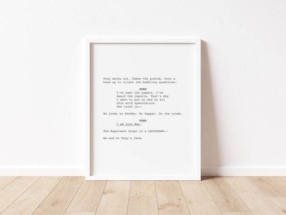 Iron Man Screenplay Ending Scene i Am Iron Man | Etsy