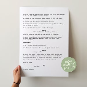 Challengers Printable Screenplay Poster, Patrick Art & Tashi Ending Scene, Zendaya Luca ...