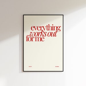 Affirmation Printable Poster, Everything Works Out for Me, Trendy Art ...