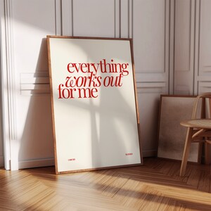 Affirmation Printable Poster, Everything Works Out for Me, Trendy Art ...