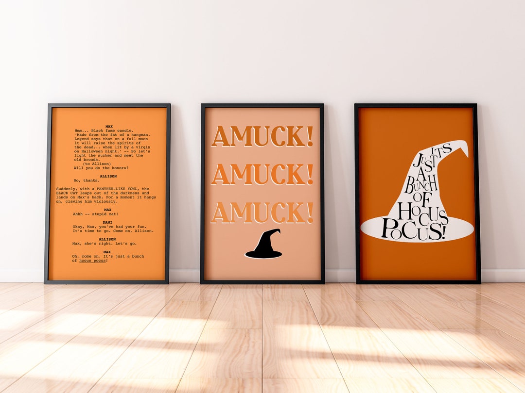 Hocus Pocus Art Prints, 3-piece Printable Set, Trendy Halloween Decor ...