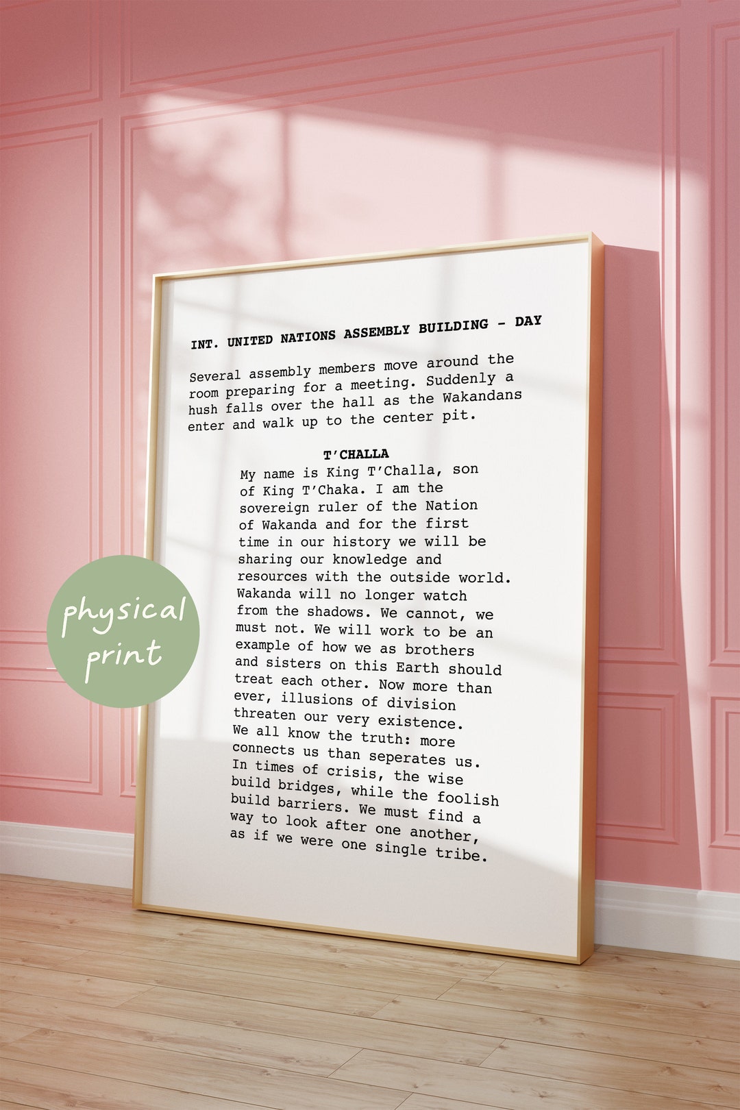 Black Panther Screenplay, Physical Print, King T'challa Chadwick ...