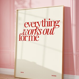 Affirmation Printable Poster, Everything Works Out for Me, Trendy Art ...